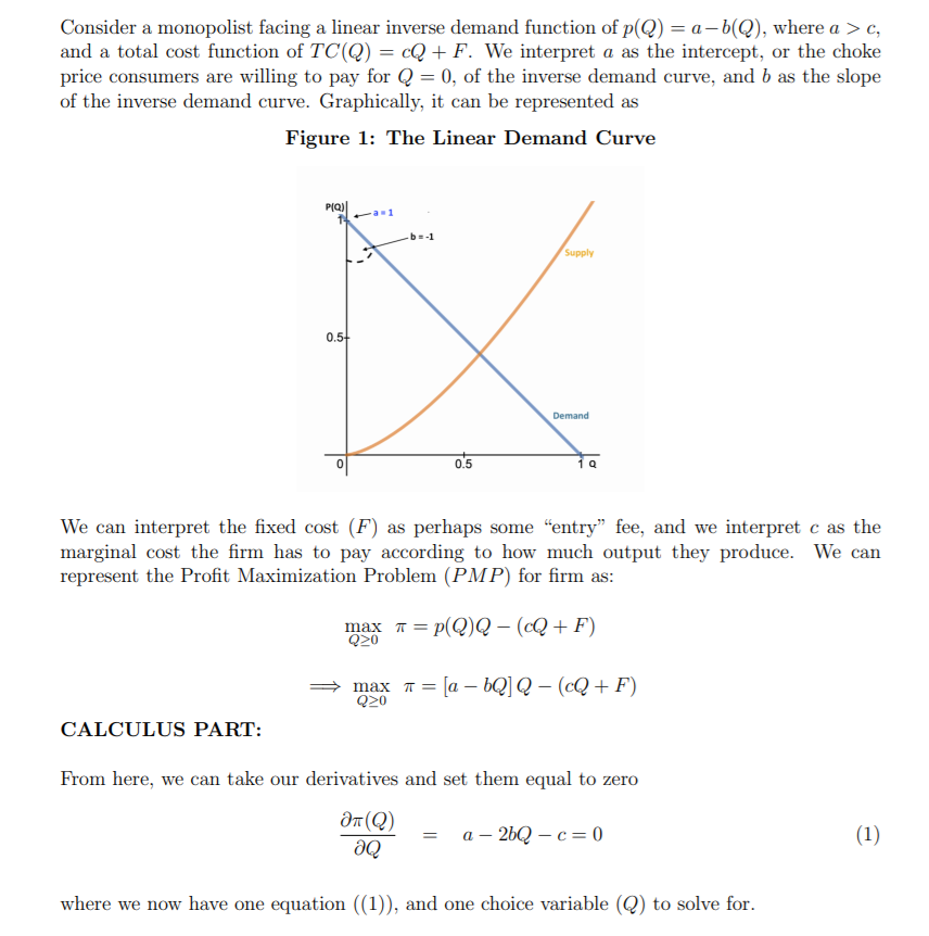 Solved Consider a monopolist facing a linear inverse demand | Chegg.com