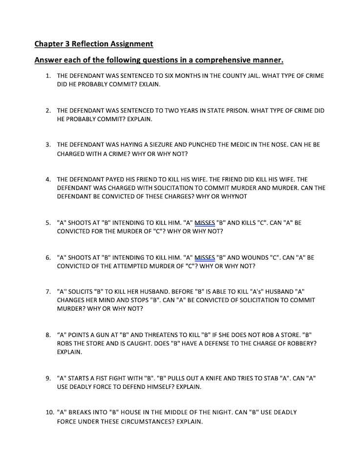 Solved Chapter 3 Reflection Assignment Answer each of the | Chegg.com