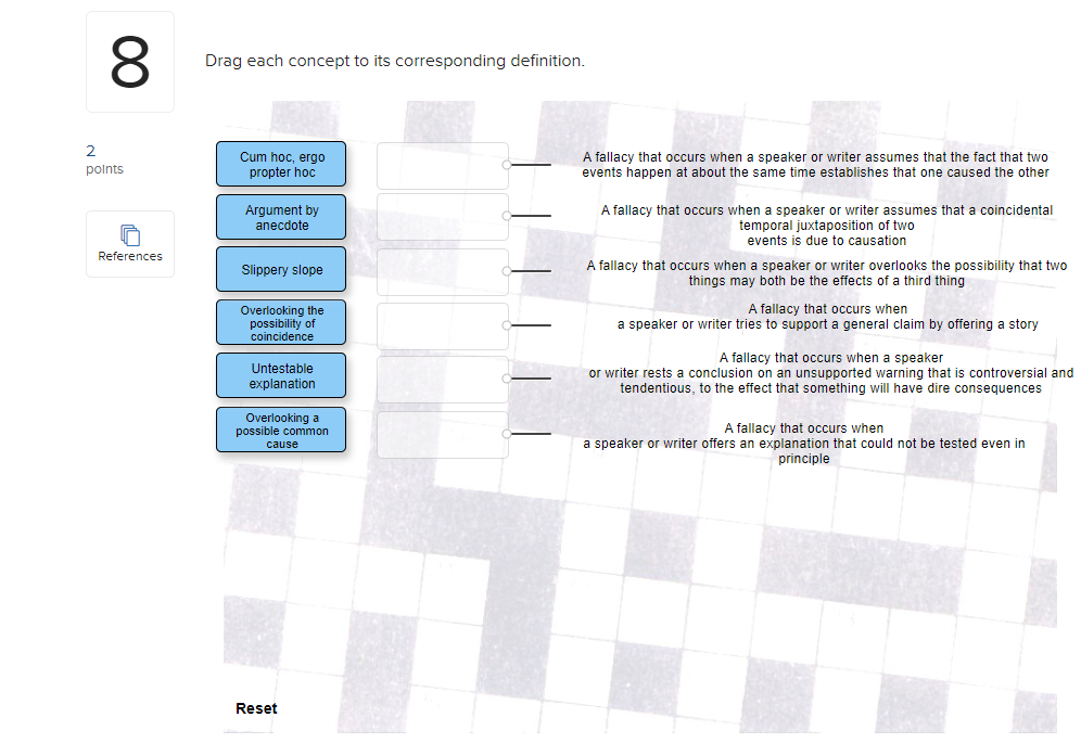 Solved Drag each concept to its corresponding definition. 5 | Chegg.com