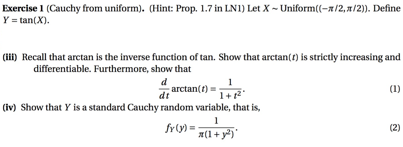 Solved Exercise 1 (Cauchy from uniform). (Hint: Prop. 1.7 in | Chegg.com