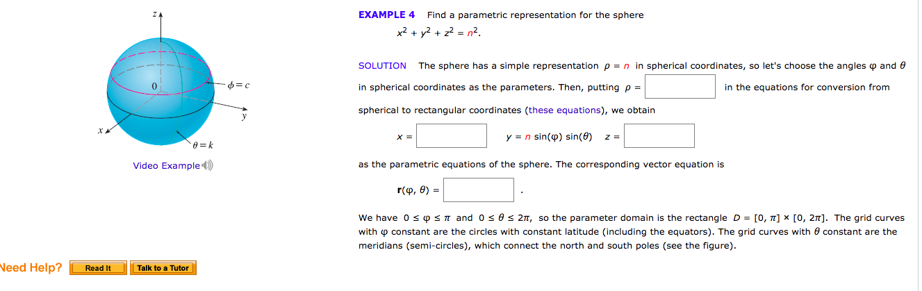 Solved EXAMPLE 4 Find a parametric representation for the | Chegg.com
