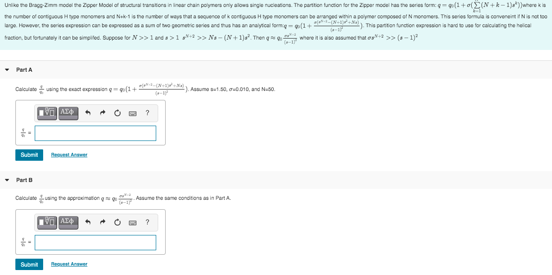 Solved k=1 Unlike the Bragg-Zimm model the Zipper Model of | Chegg.com