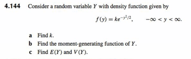 Solved 4144 Consider A Random Variable Y With Density 