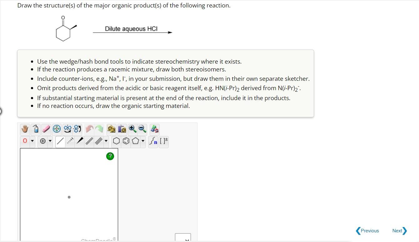 Praw the structure(s) of the major organic product(s) | Chegg.com