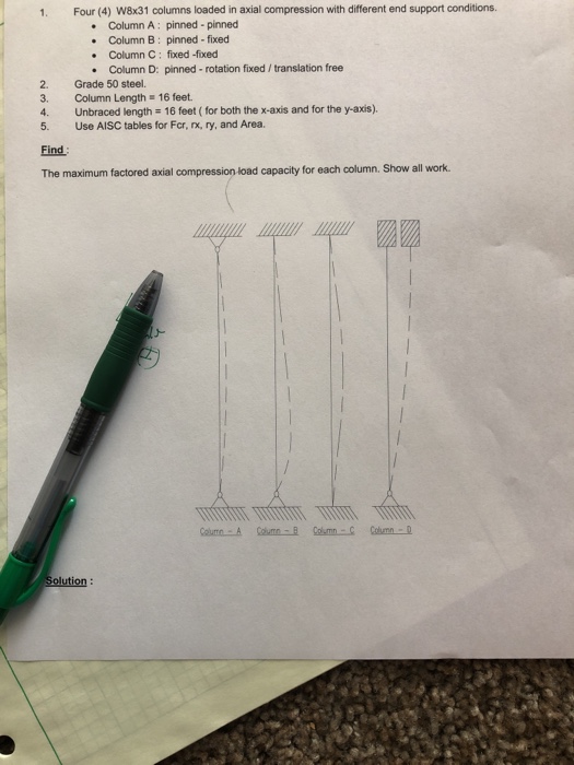 Solved 1. Four (4) W8x31 columns loaded in axial compression | Chegg.com