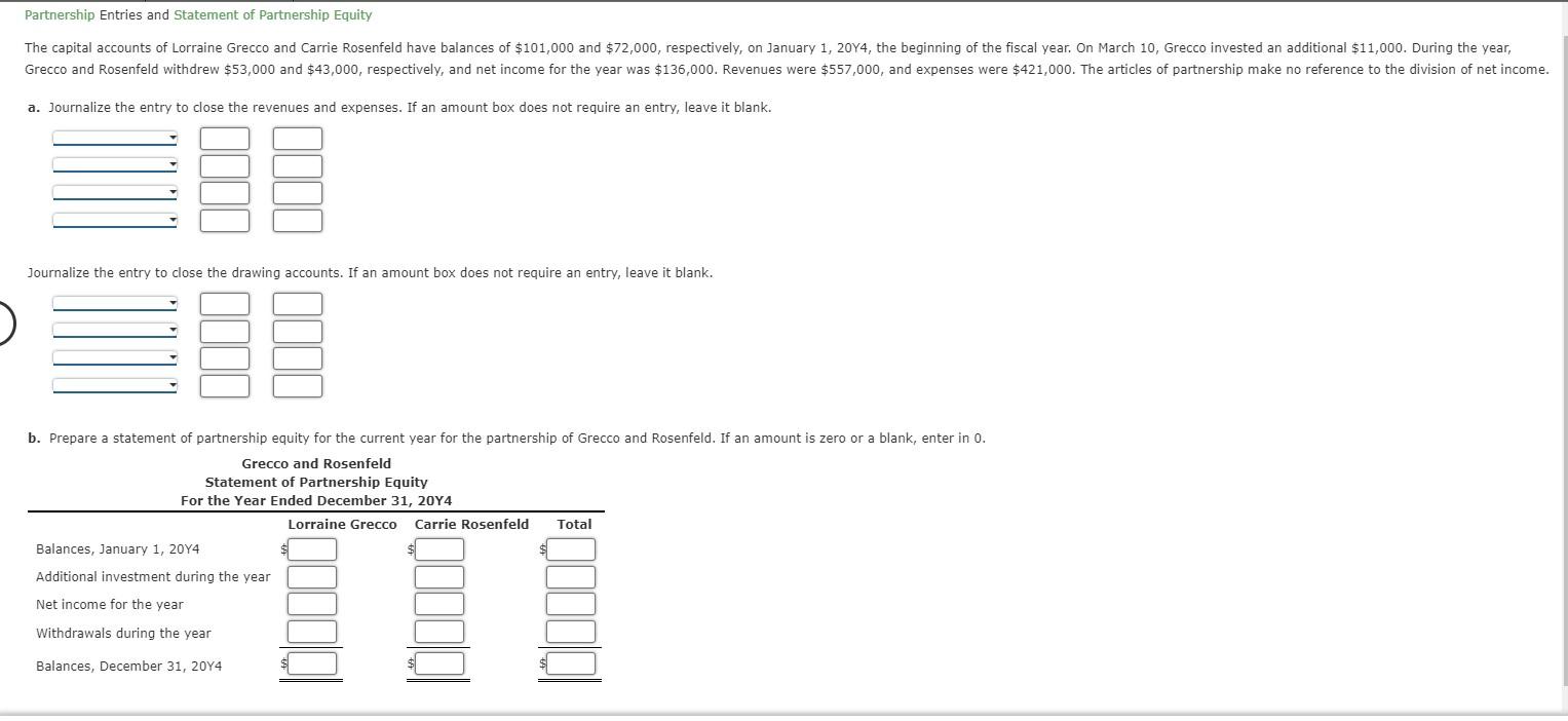 Solved Partnership Entries and Statement of Partnership | Chegg.com