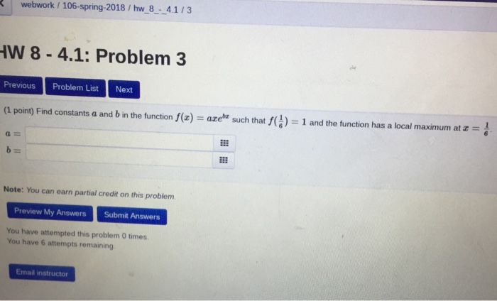 Solved webwork / 106-spring-2018/hw_8_-41/3 W 8-4.1: Problem | Chegg.com Solved webwork / 106-spring-2018/hw_8_-41/3 W 8-4.1: Problem | Chegg.com