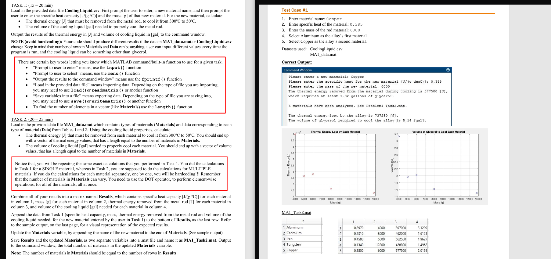 Solved I need to use matlab to solve Task 1 ﻿and Task 2, | Chegg.com