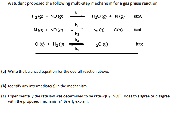 Solved A student proposed the following multi-step mechanism | Chegg.com