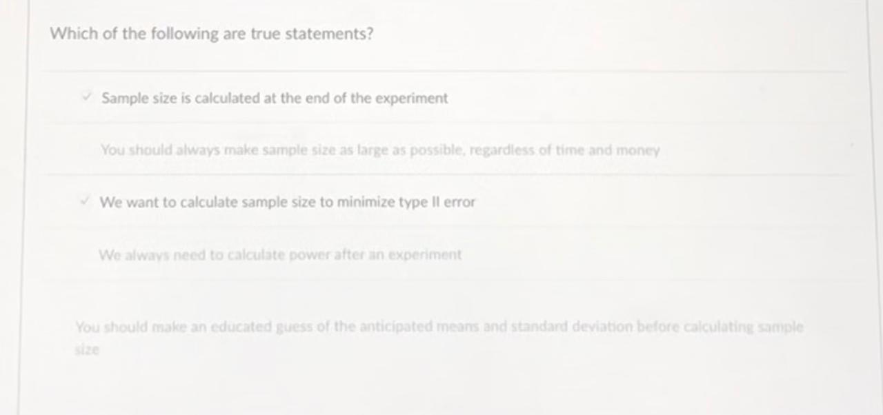 Which of the following are true statements? Sample | Chegg.com