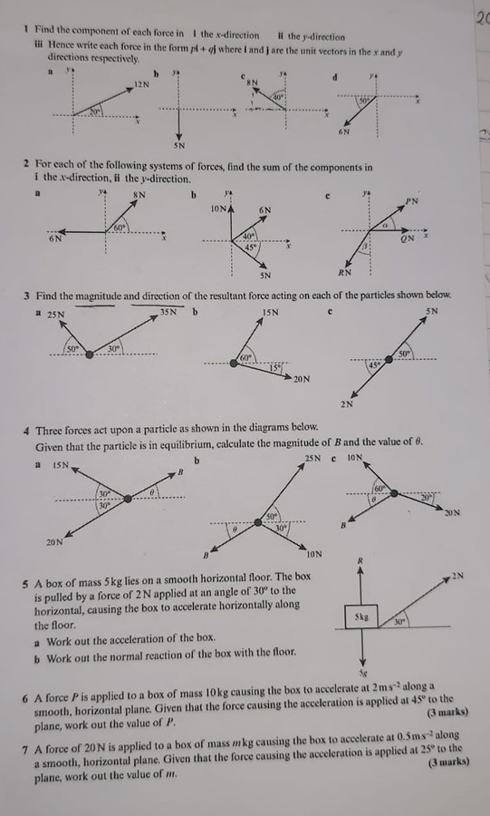 Solved 1 ﻿Find the component of each force in I the | Chegg.com