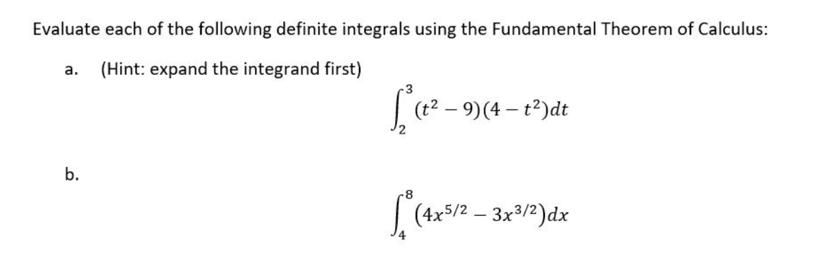 Solved Evaluate each of the following definite integrals | Chegg.com