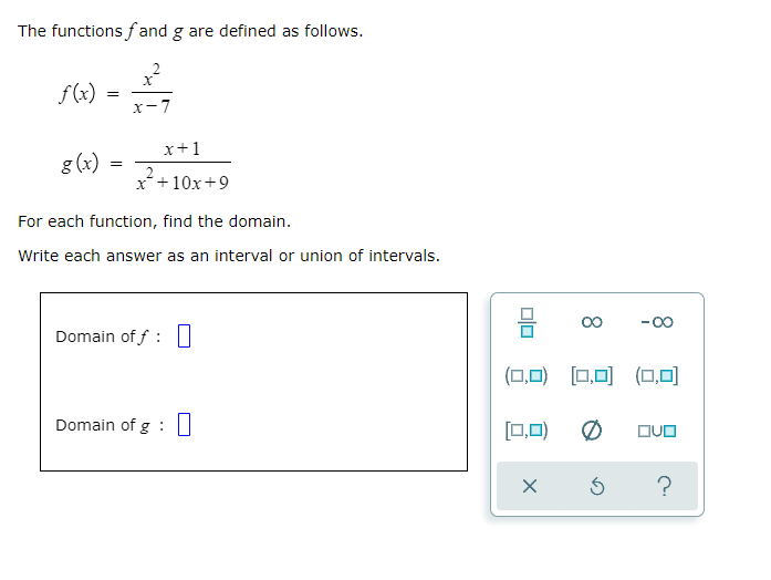 Solved The functions fand g are defined as follows. X f(x) | Chegg.com