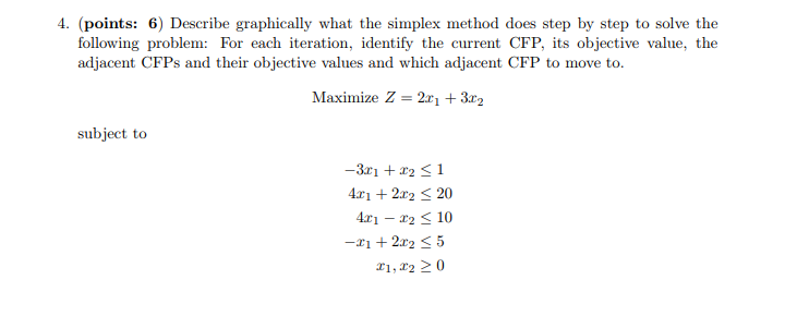 Solved 4. (points: 6) Describe graphically what the simplex | Chegg.com
