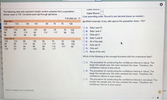 Solved The following data sets represent simple random | Chegg.com