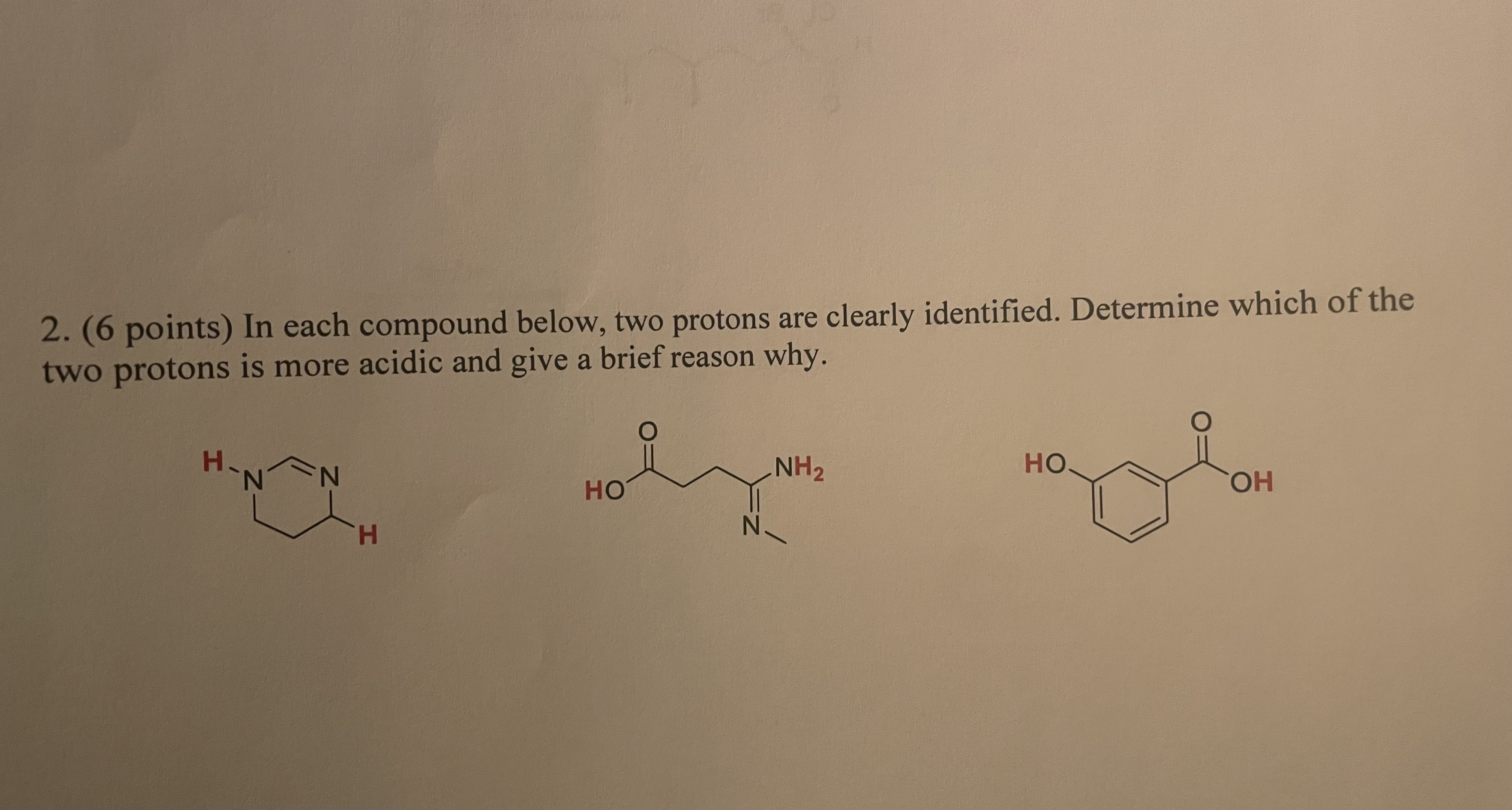 Solved (6 ﻿points) ﻿In each compound below, two protons are | Chegg.com