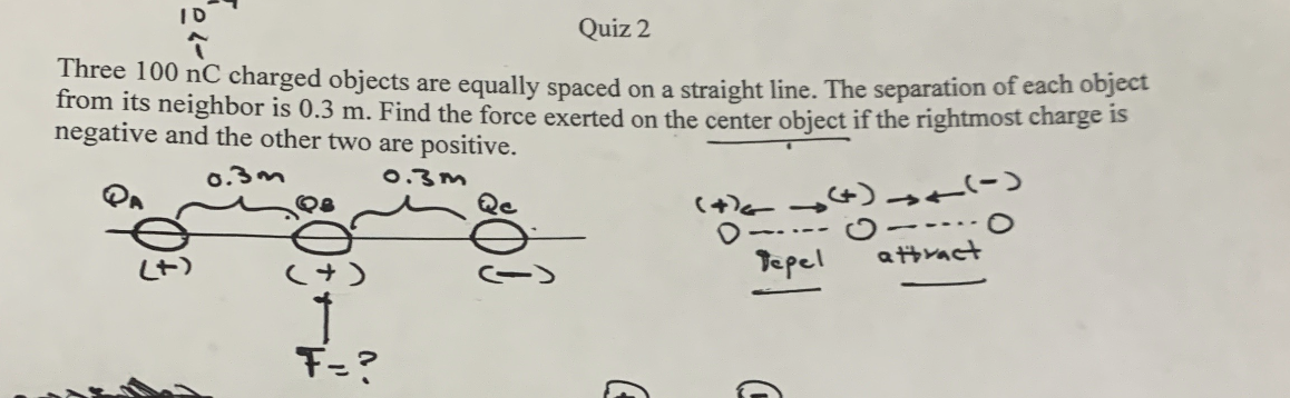 Solved: Quiz 2 Three 100 NC Charged Objects Are Equally Sp... | Chegg.com