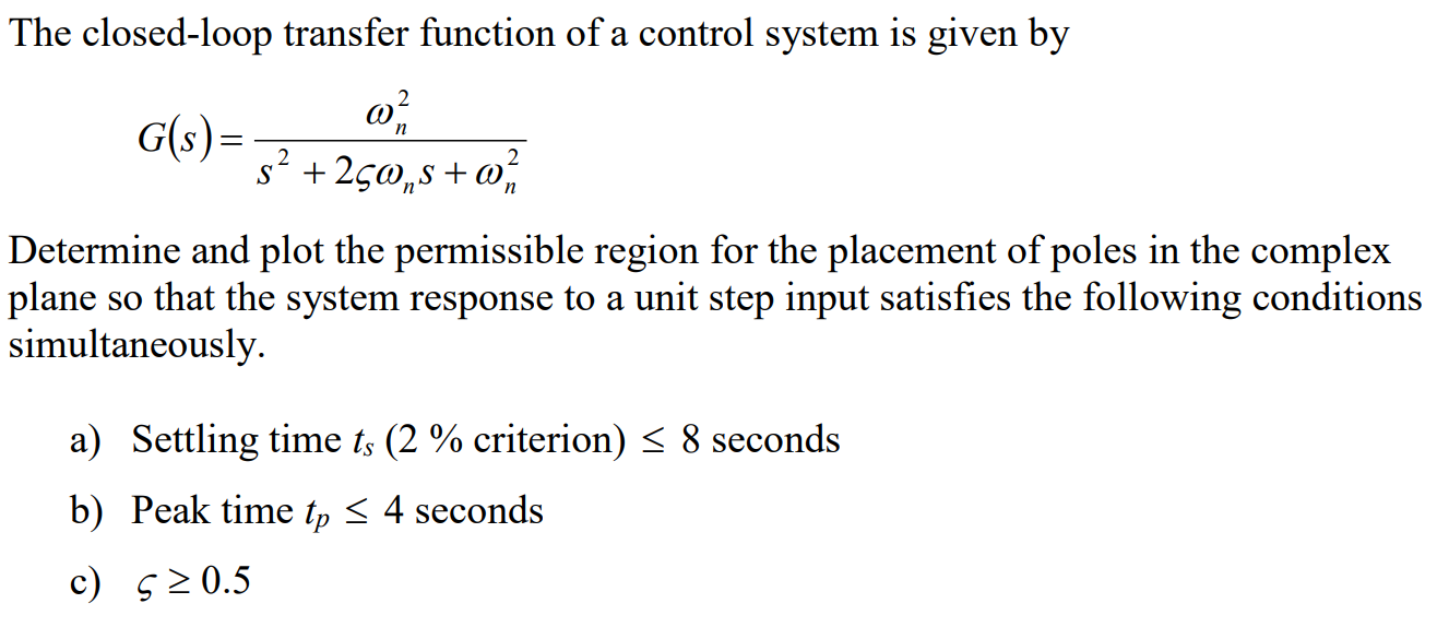Solved The closed-loop transfer function of a control system | Chegg.com