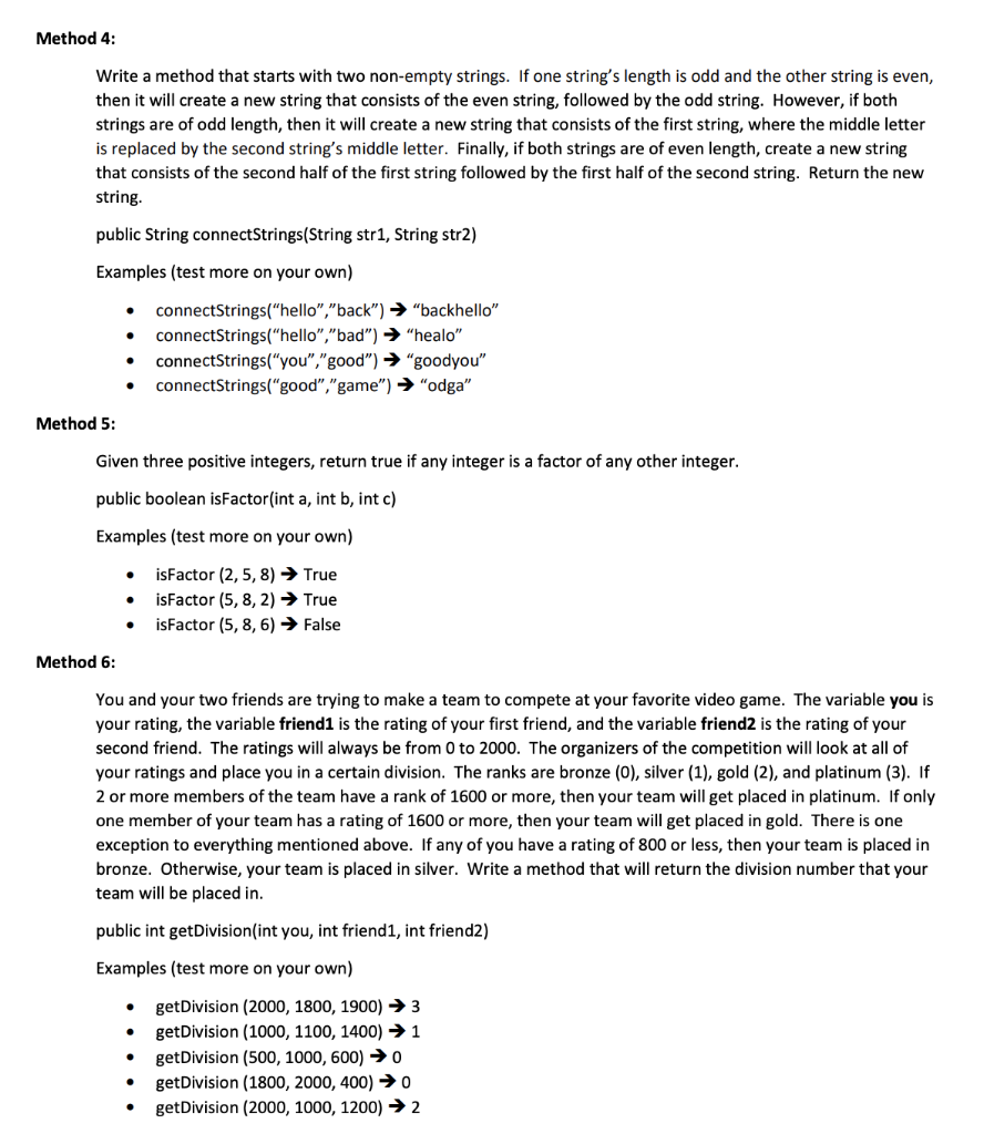 Solved Method 4: Write a method that starts with two | Chegg.com