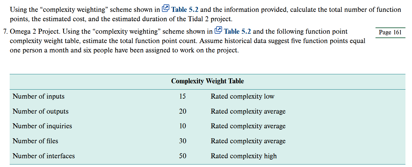 Solved TABLE 5.2 Simplified Basic Function Point Count | Chegg.com