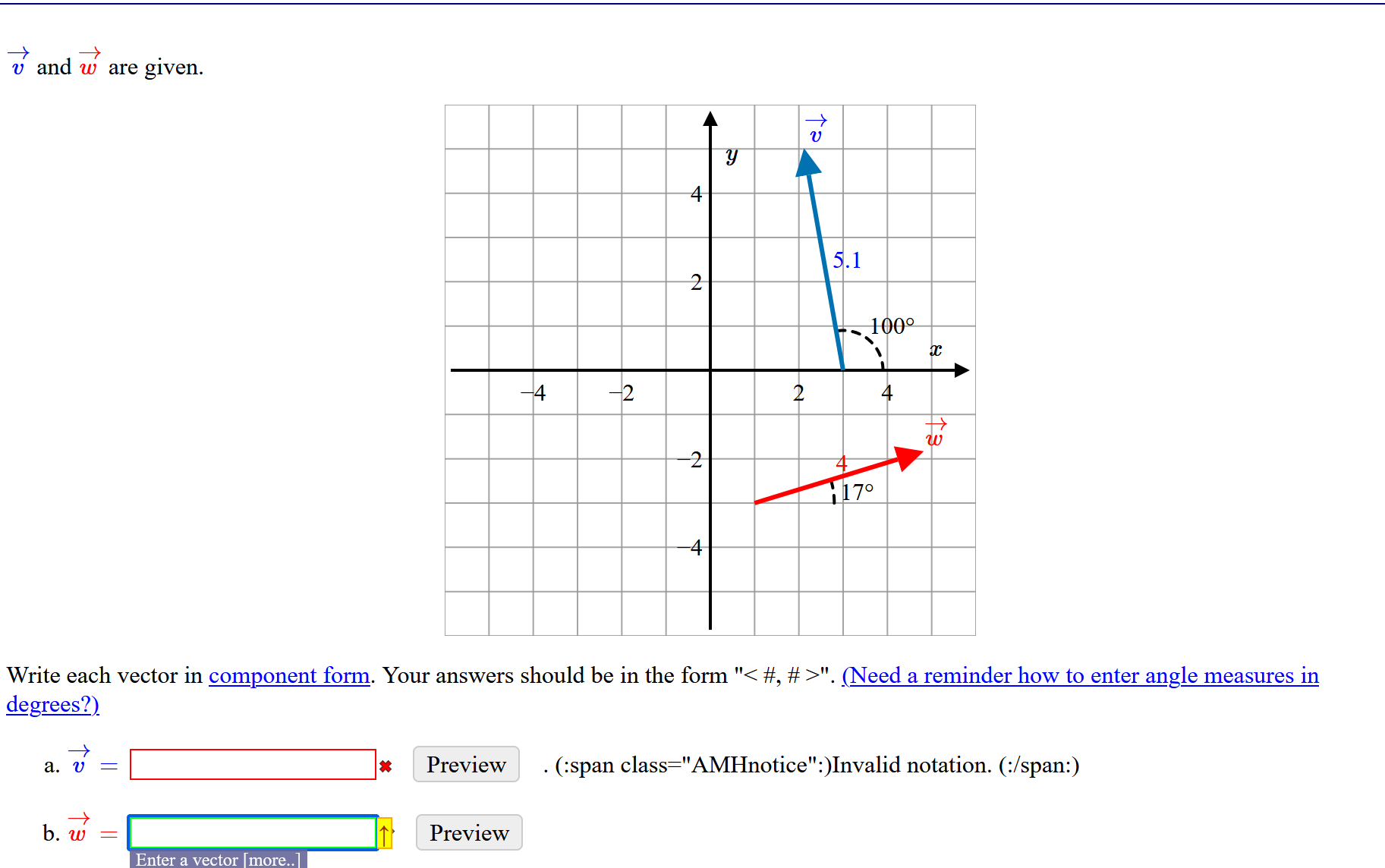 Solved vec(v) ﻿and vec(w) ﻿are given.Write each vector in | Chegg.com