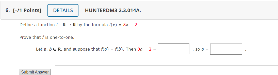 Solved Define a function f:R→R by the formula f(x)=8x−2. | Chegg.com