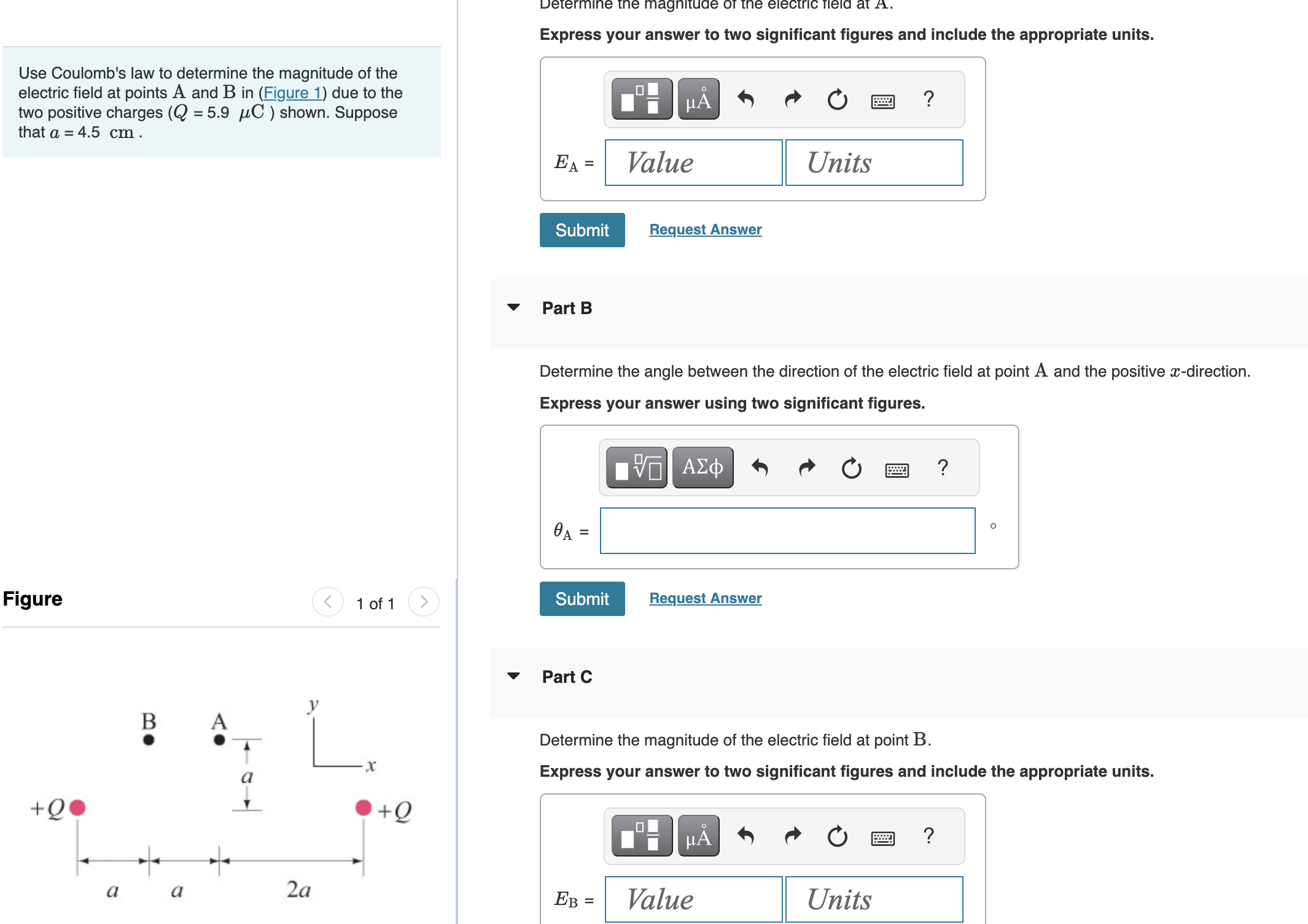 Solved Use Coulomb's law to determine the magnitude of the | Chegg.com