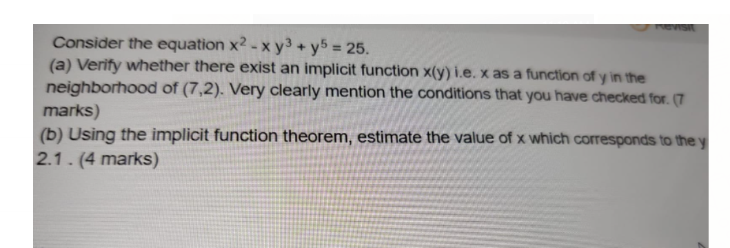 Solved + Consider the equation x2 - xy + y5 = 25. (a) Verify | Chegg.com