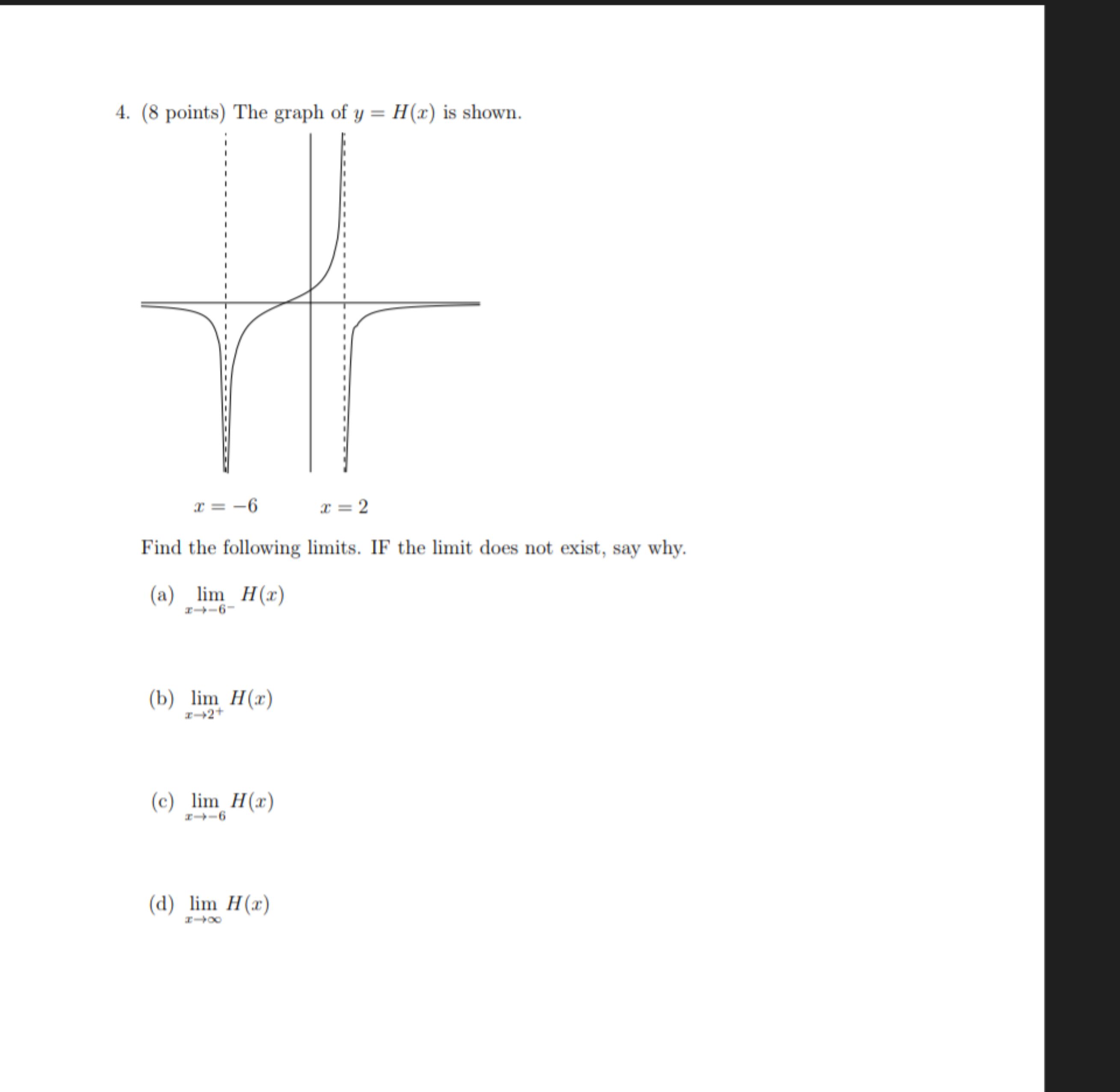 Solved (8 ﻿points) ﻿The graph of y=H(x) ﻿is | Chegg.com