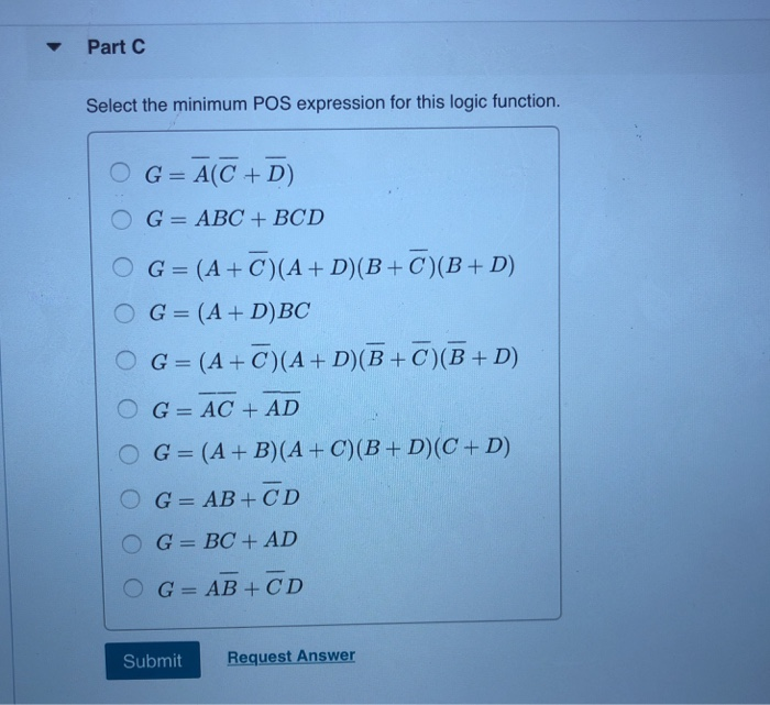 Solved Part B Select The Minimum Sop Expression For This