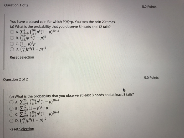 Solved You have a biased coin for which P(H)=p. You toss the | Chegg.com
