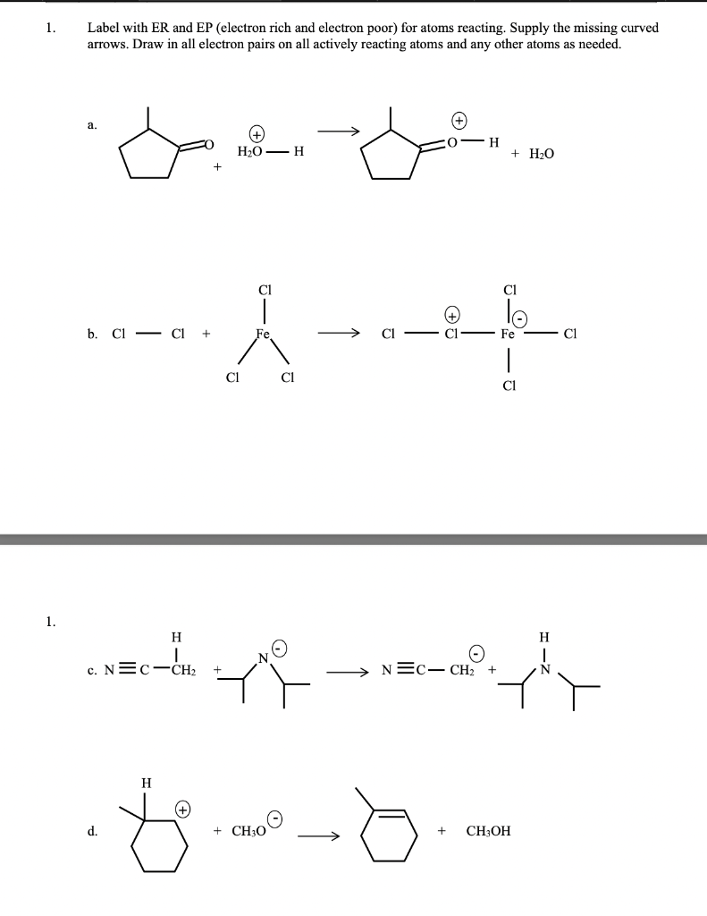 Solved 1. Label with ER and EP (electron rich and electron | Chegg.com