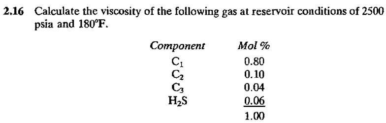 Solved .16 Calculate the viscosity of the following gas at | Chegg.com
