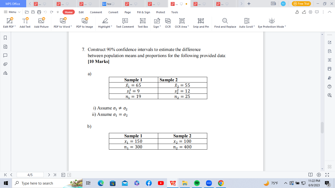 Solved 7. Construct 90% confidence intervals to estimate the | Chegg.com