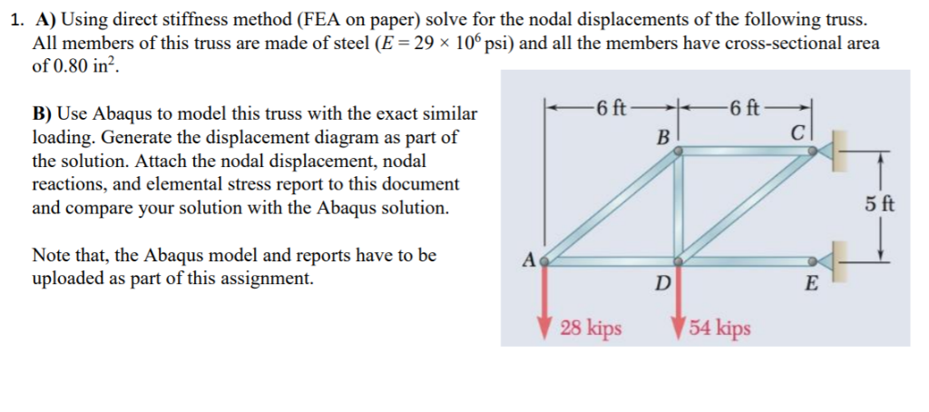 Solved 1. A) Using direct stiffness method (FEA on paper) | Chegg.com