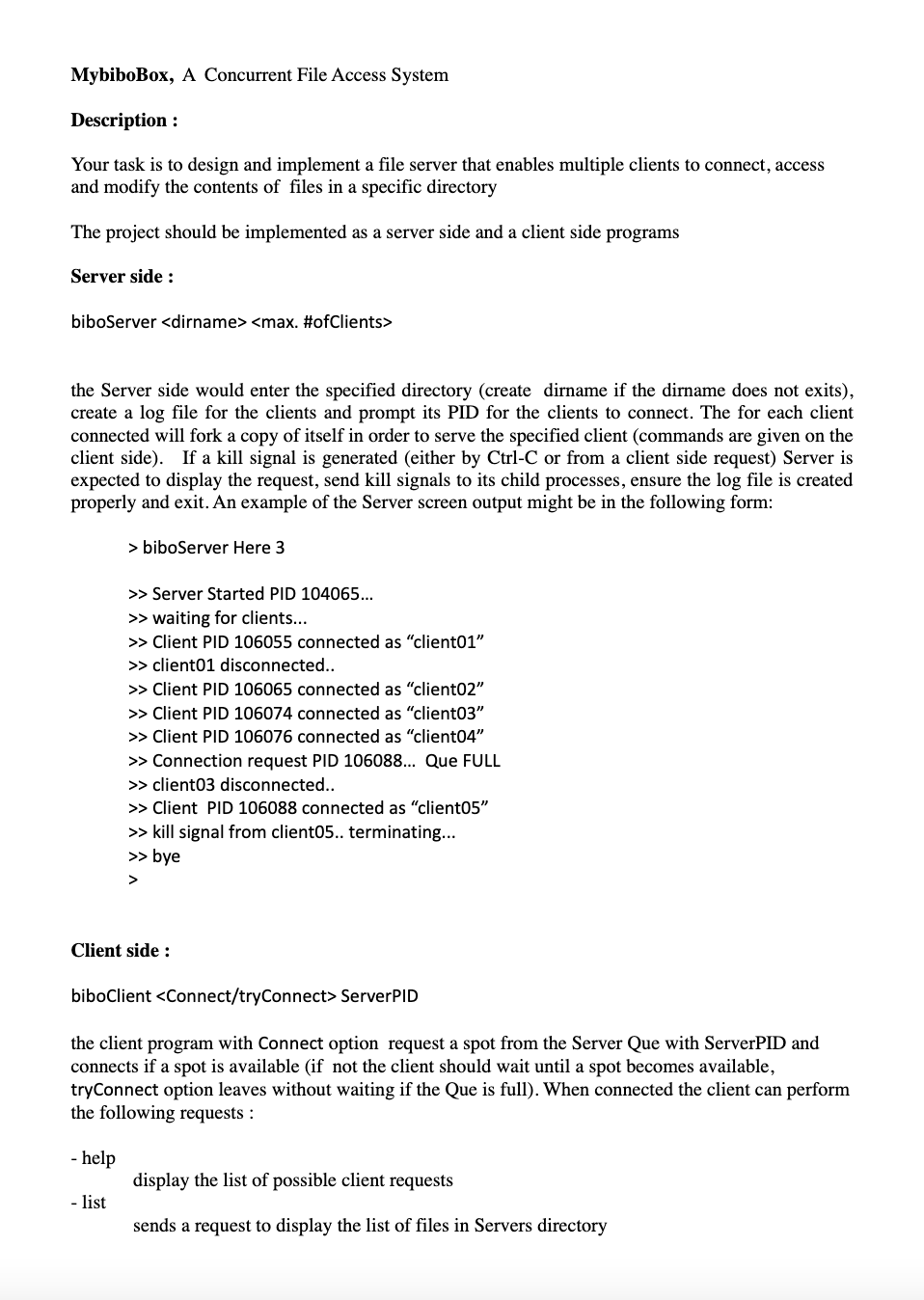 Solved Please write client side and server side programs in | Chegg.com
