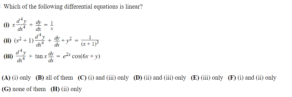 Which of the following differential equations is | Chegg.com