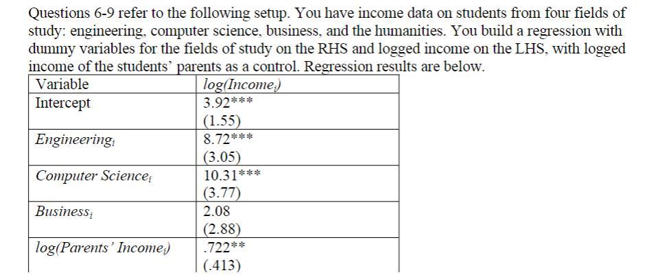 Solved Questions 6-9 refer to the following setup. You have | Chegg.com