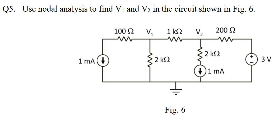 Solved 25. Use nodal analysis to find V1 and V2 in the | Chegg.com