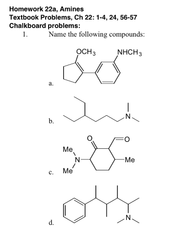 Solved Homework 22a, Amines Textbook Problems, Ch 22: 1-4, | Chegg.com