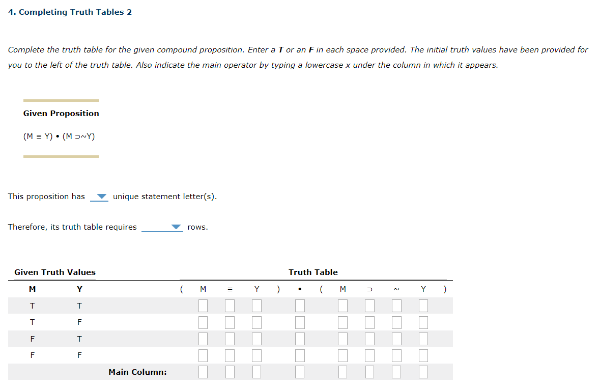Solved 4. Completing Truth Tables 2 Complete the truth table | Chegg.com