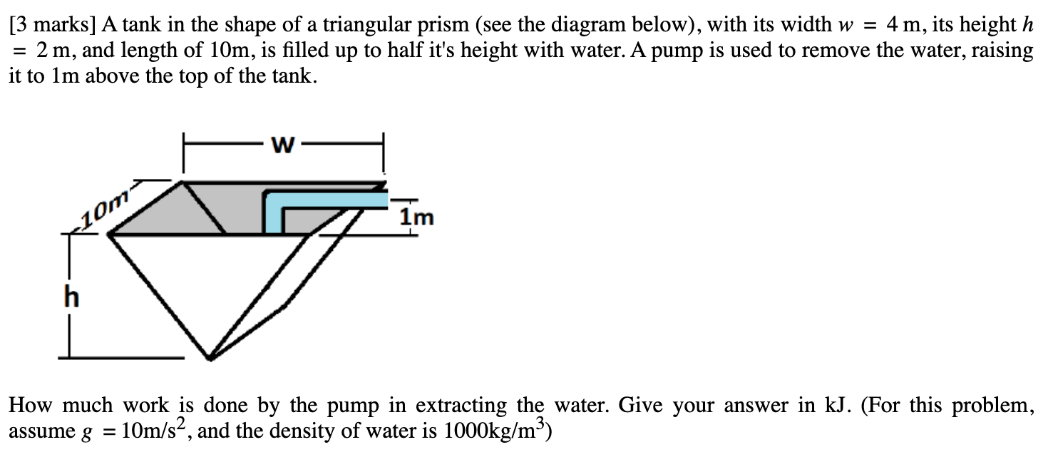 Solved [3 marks] A tank in the shape of a triangular prism | Chegg.com