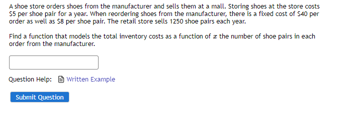 Solved A shoe store orders shoes from the manufacturer and | Chegg.com