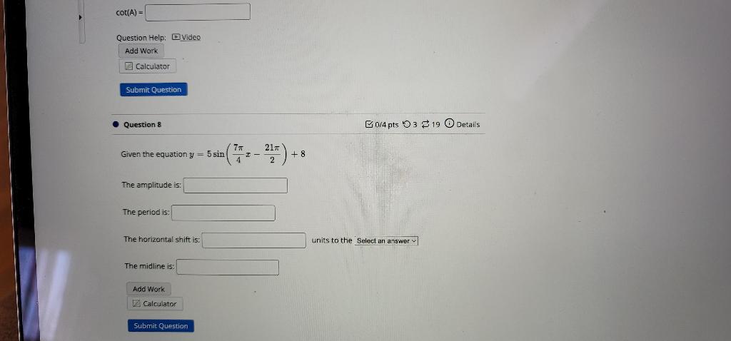 Solved Question Help: Bideo Question 8 [0/4 pts 3⇄19 Given | Chegg.com