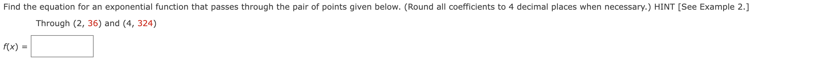 Solved Find the equation for an exponential function that | Chegg.com