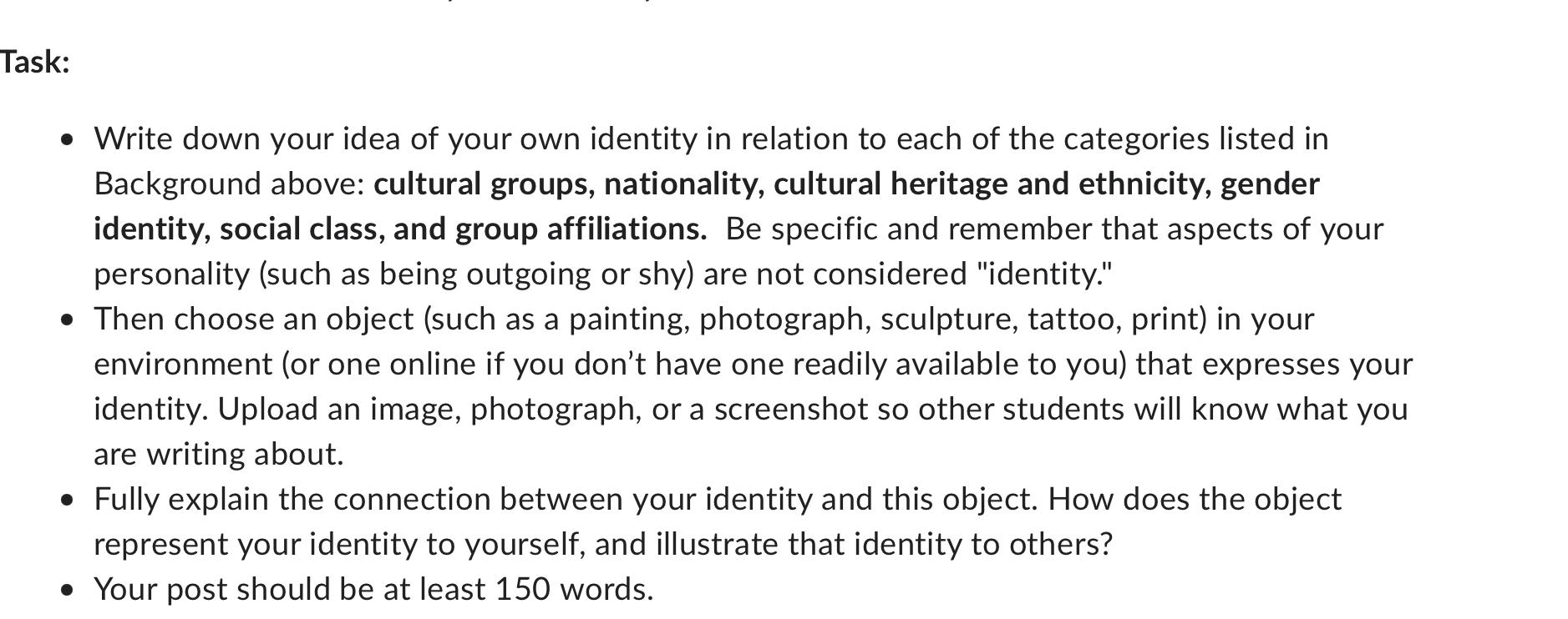- Write down your idea of your own identity in | Chegg.com