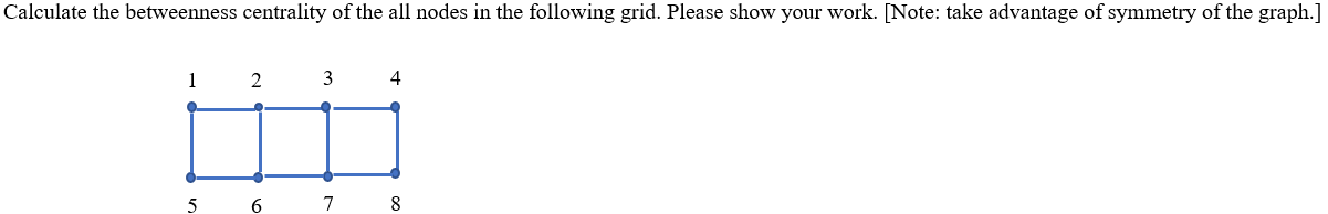 Solved Calculate the betweenness centrality of the all nodes | Chegg.com