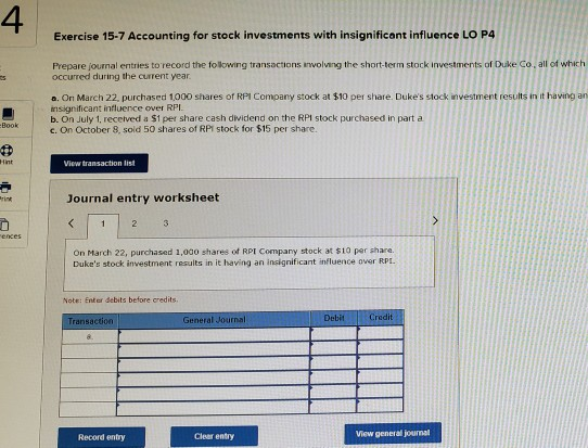 Solved Exercise 15-5 Fair value adjustment to | Chegg.com