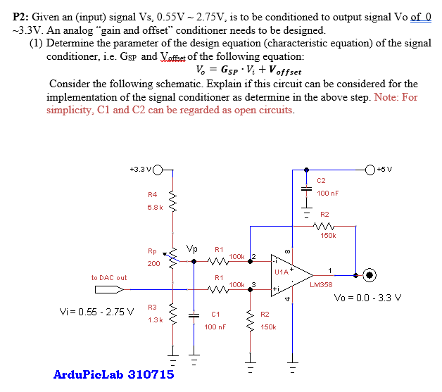P2: Given an (input) signal Vs, 0.55 V∼2.75 V, is to | Chegg.com