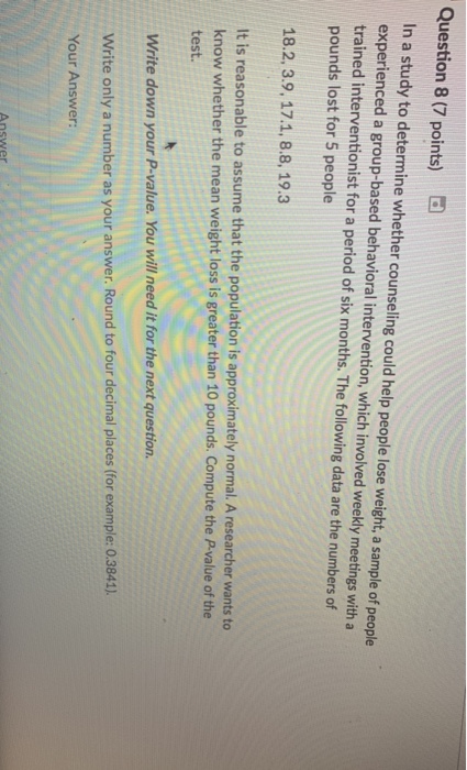 Solved Question 9 (6 points) In the last question, a | Chegg.com